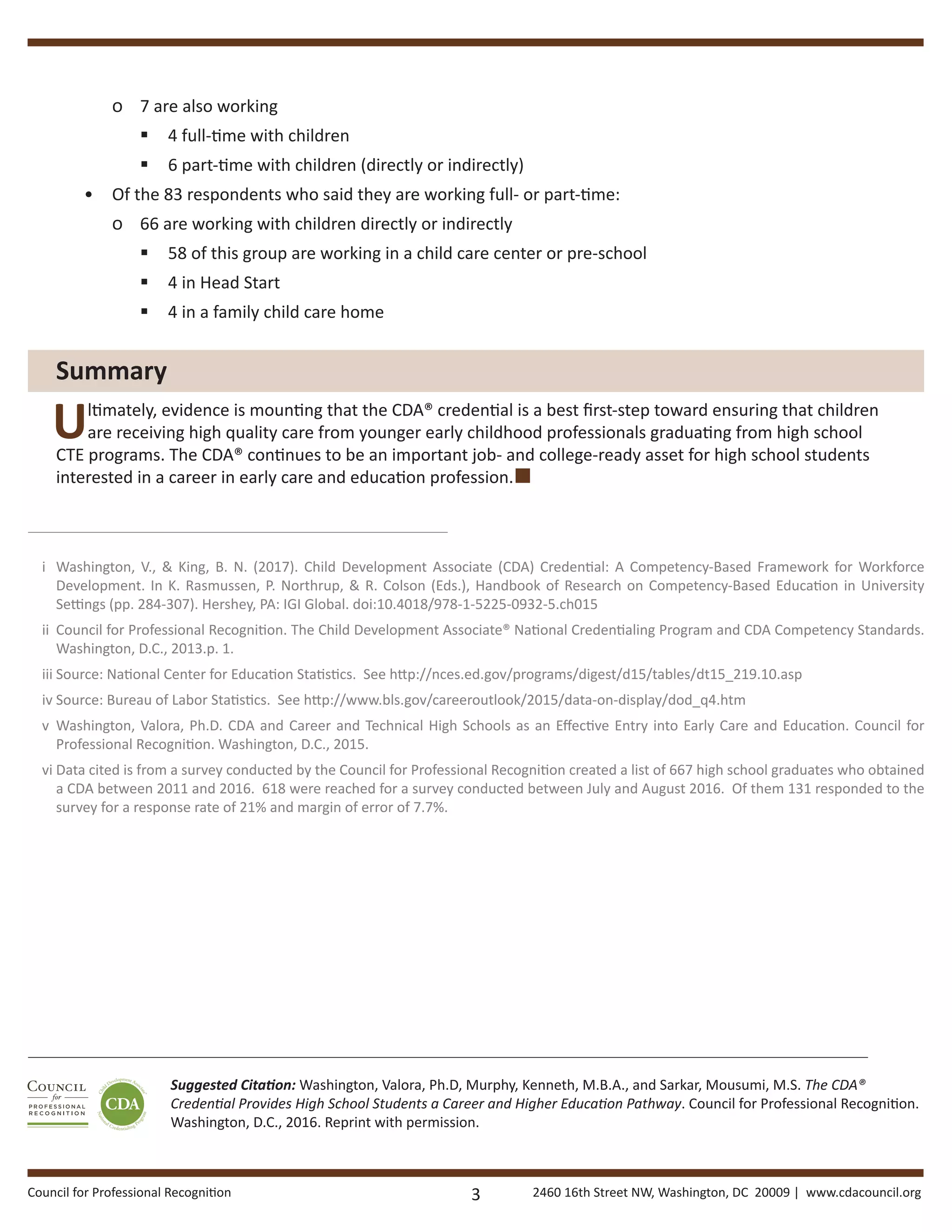 The CDA® Credential Provides High School Students a Career and Higher Education Pathway | PDF