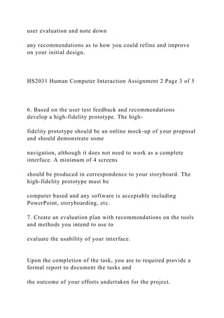 HS2031 Human Computer Interaction Assignment 2 Page 1 of 5 .docx