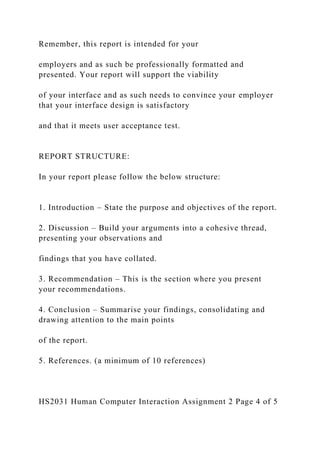 HS2031 Human Computer Interaction Assignment 2 Page 1 of 5 .docx