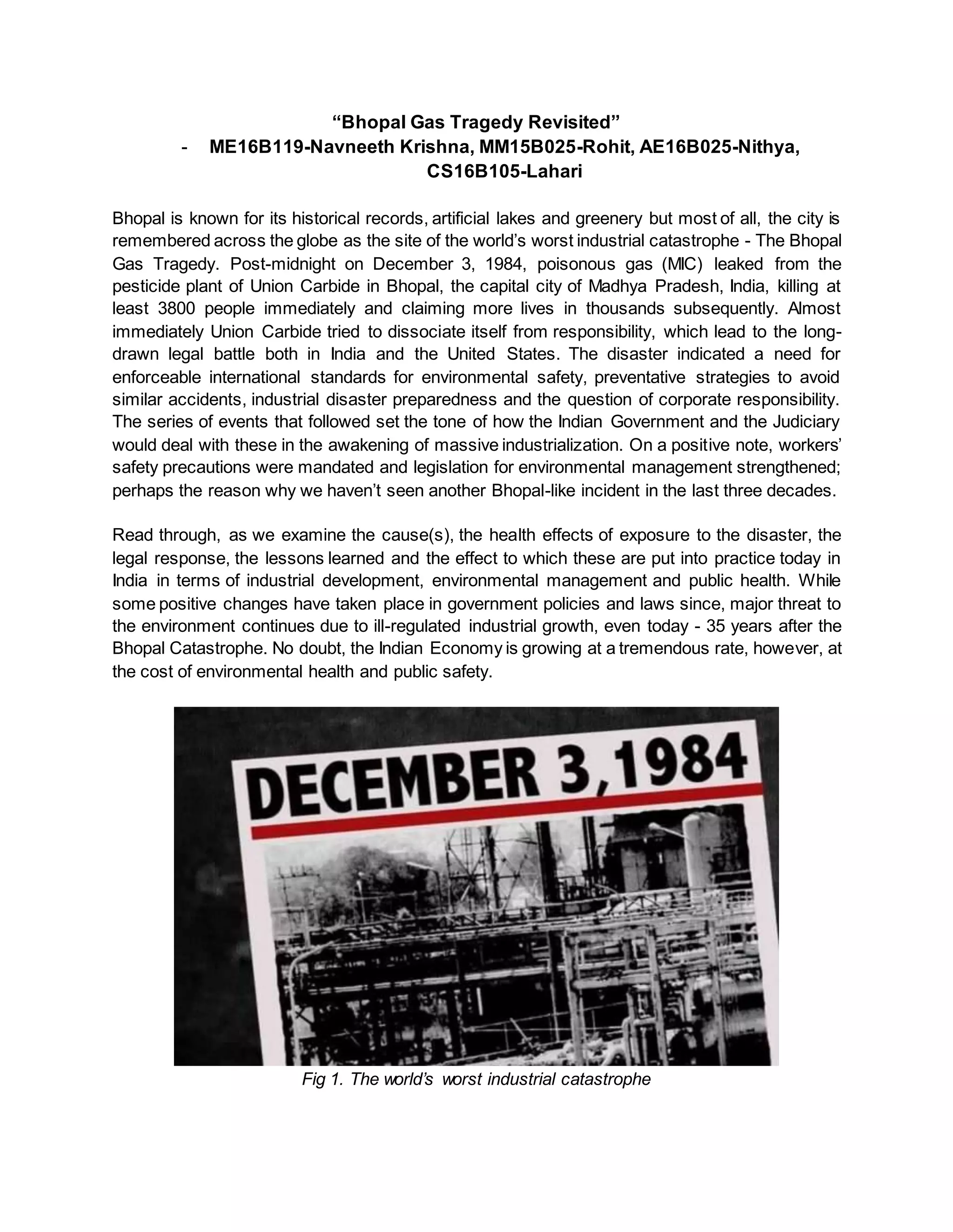 Bhopal Gas Tragedy | DOCX