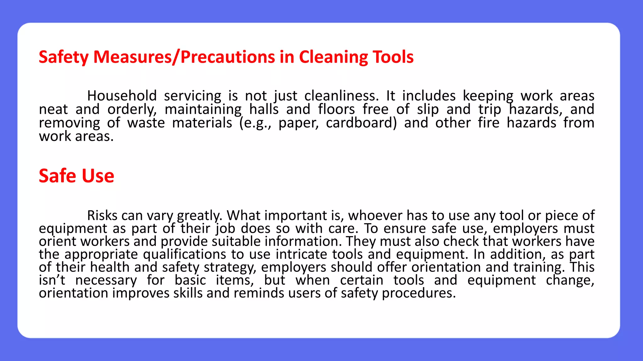 HS7 - Module 1- Week 1-Use and Maintain Cleaning MAterials, Tools ...