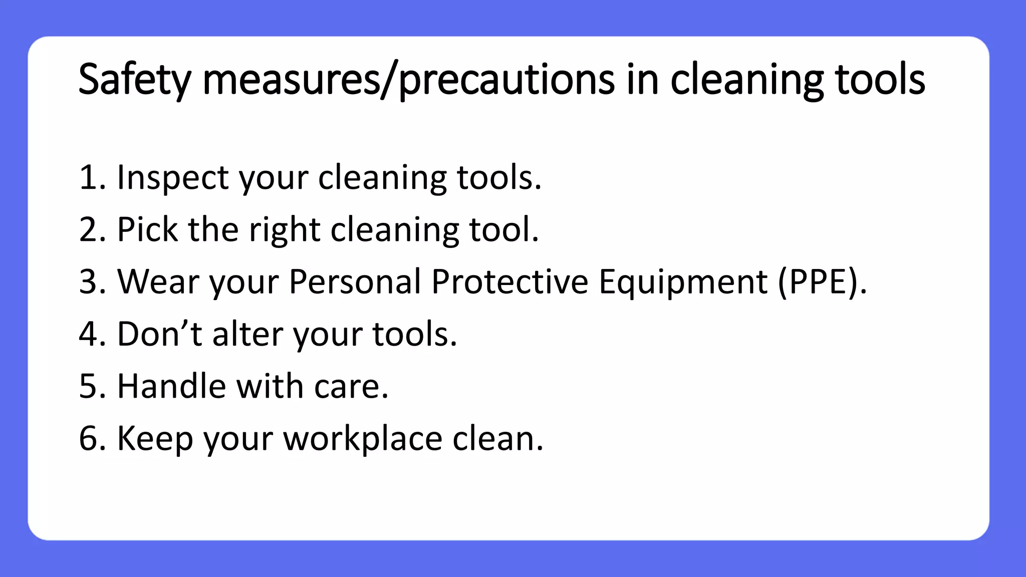 HS7 - Module 1- Week 1-Use and Maintain Cleaning MAterials, Tools ...