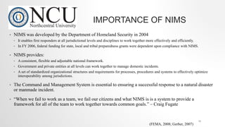 National Incident Management System (NIM) Command and Management System ...