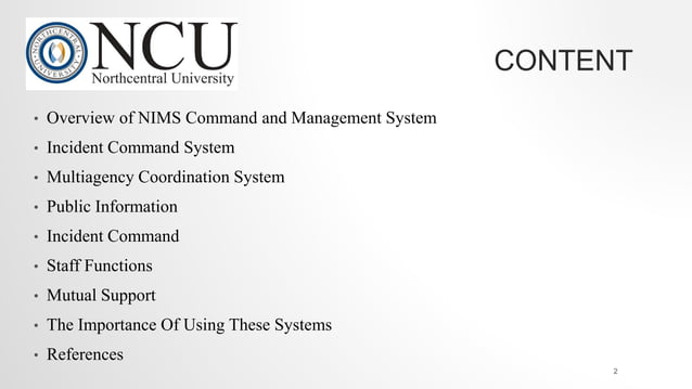 National Incident Management System (NIM) Command and Management System ...