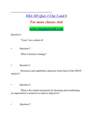 Hsa 305 Massive Success / snaptutorial.com