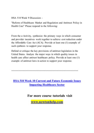 HSA 510 Learn/newtonhelp.com