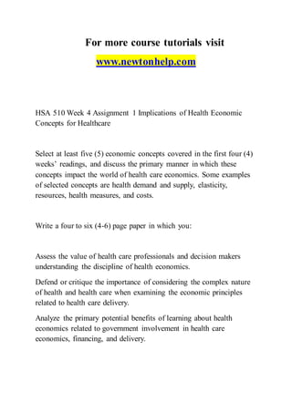 HSA 510 Learn/newtonhelp.com