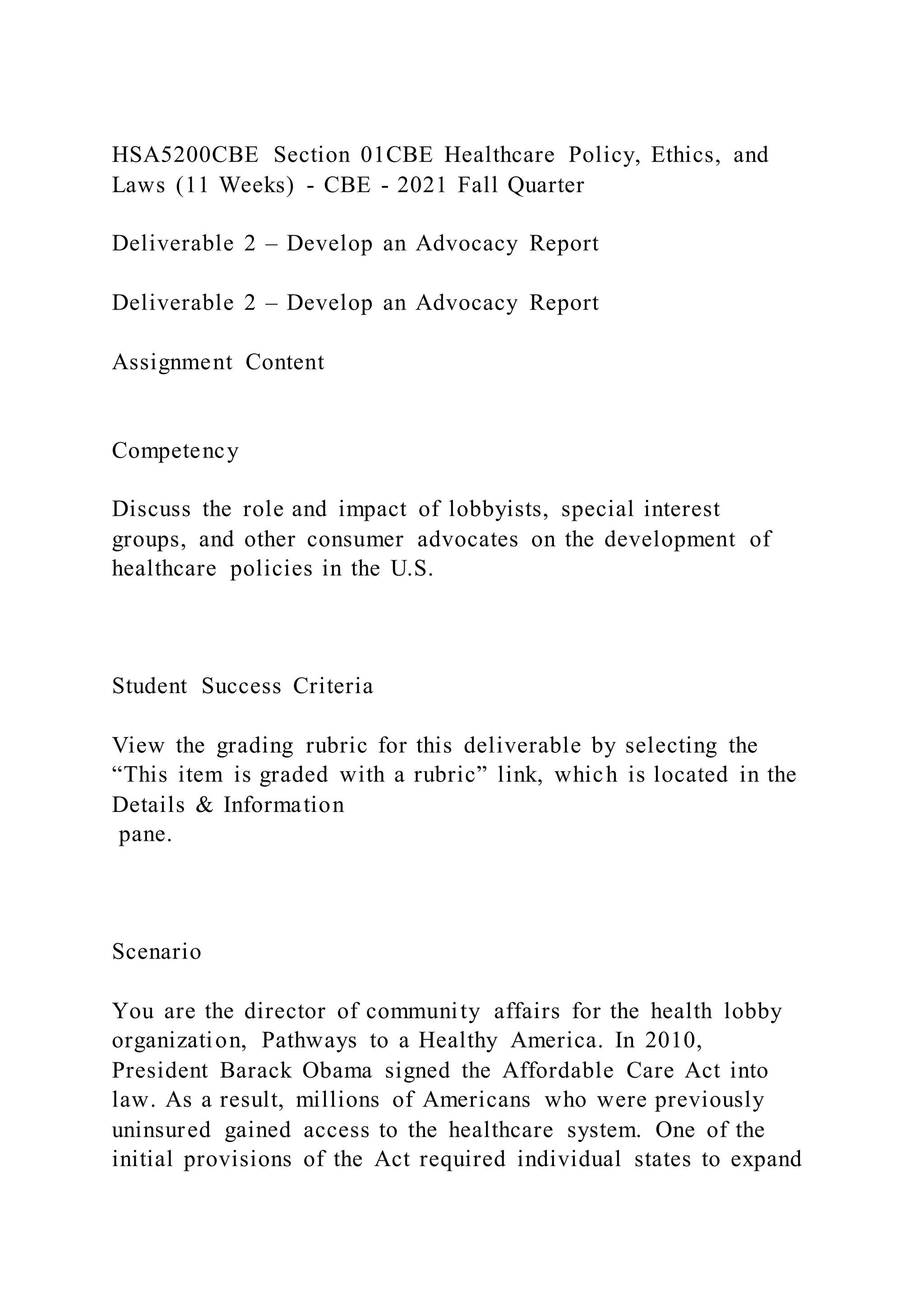 Hsa5200 cbe section 01cbe healthcare policy, ethics, and laws (11 wee | PDF