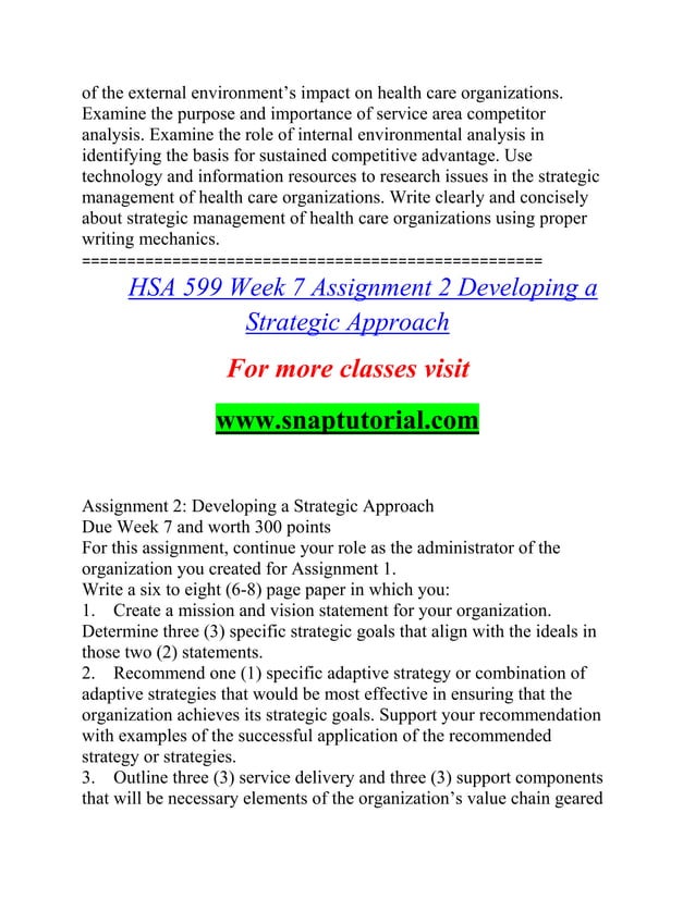 HSA 599 help A Guide to career/Snaptutorial | PDF