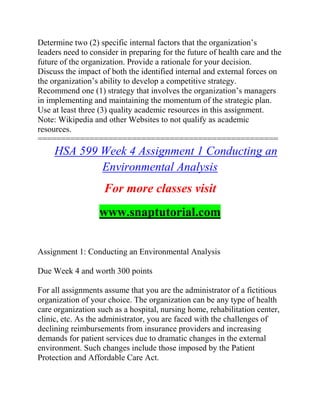 HSA 599 help Successful Learning/Snaptutorial | PDF