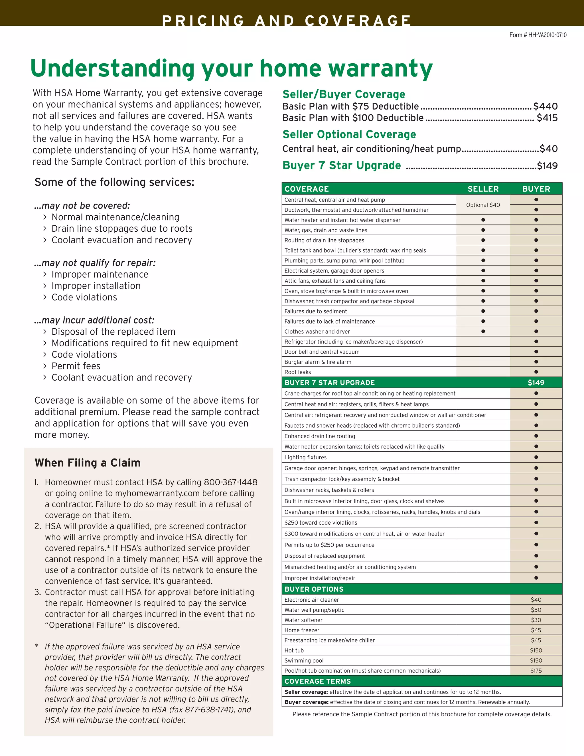 HSA application Home Warranty | PDF