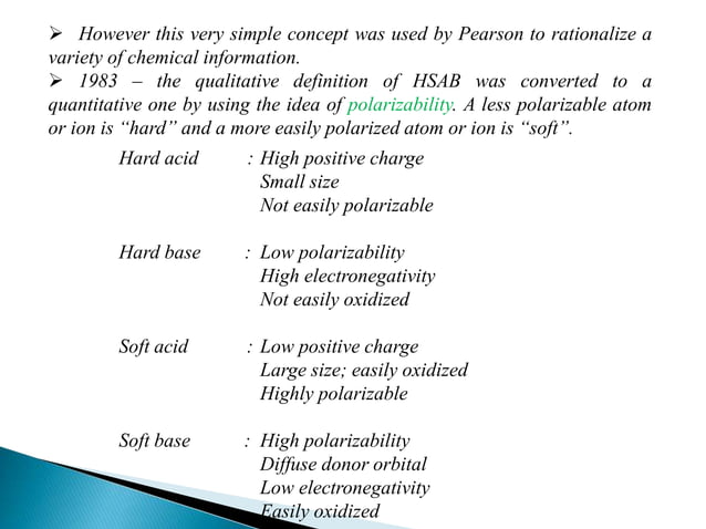 HSAB Theory | PPTX | Chemistry | Science