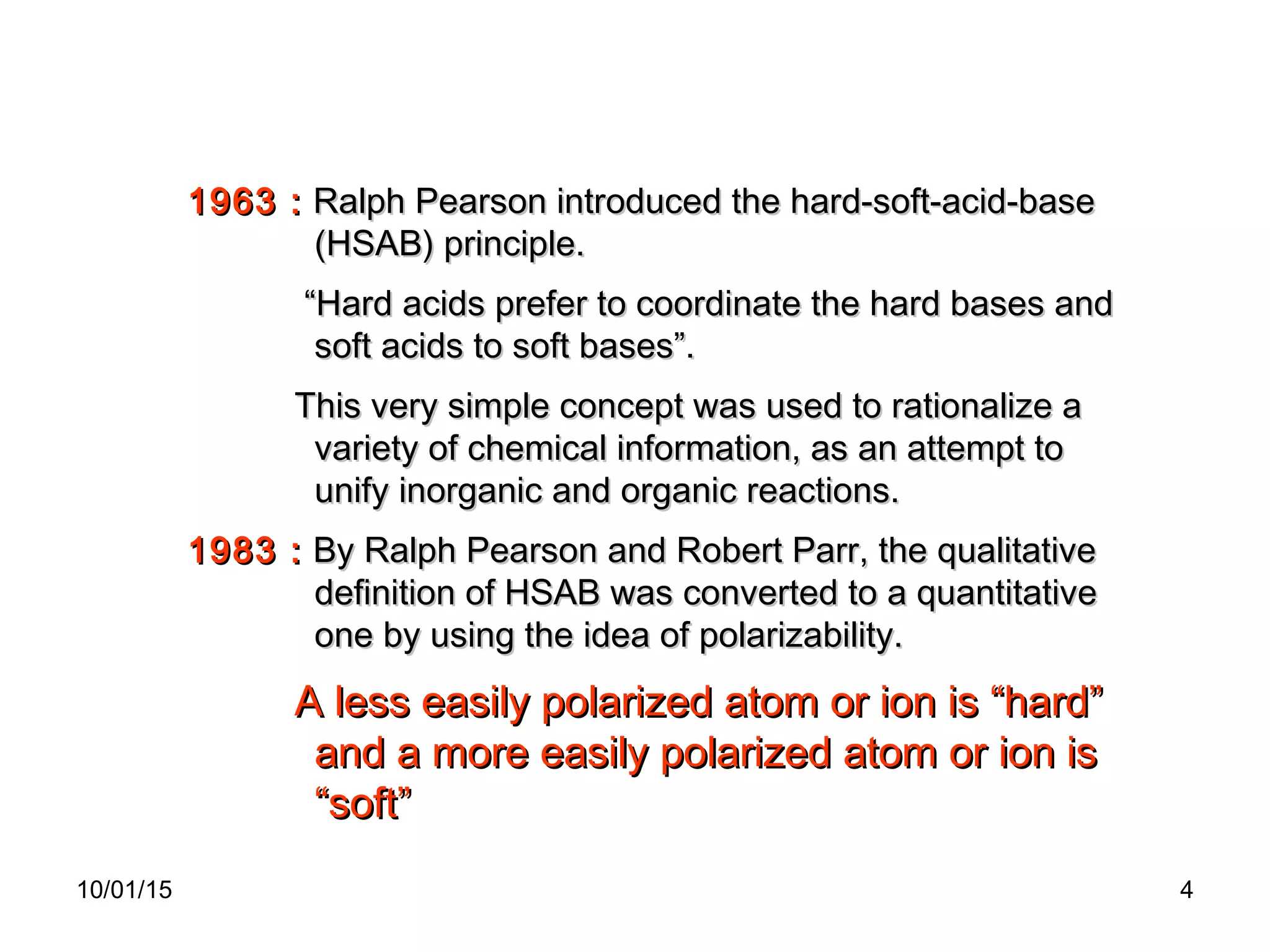 Hsab theory | PPT | Chemistry | Science
