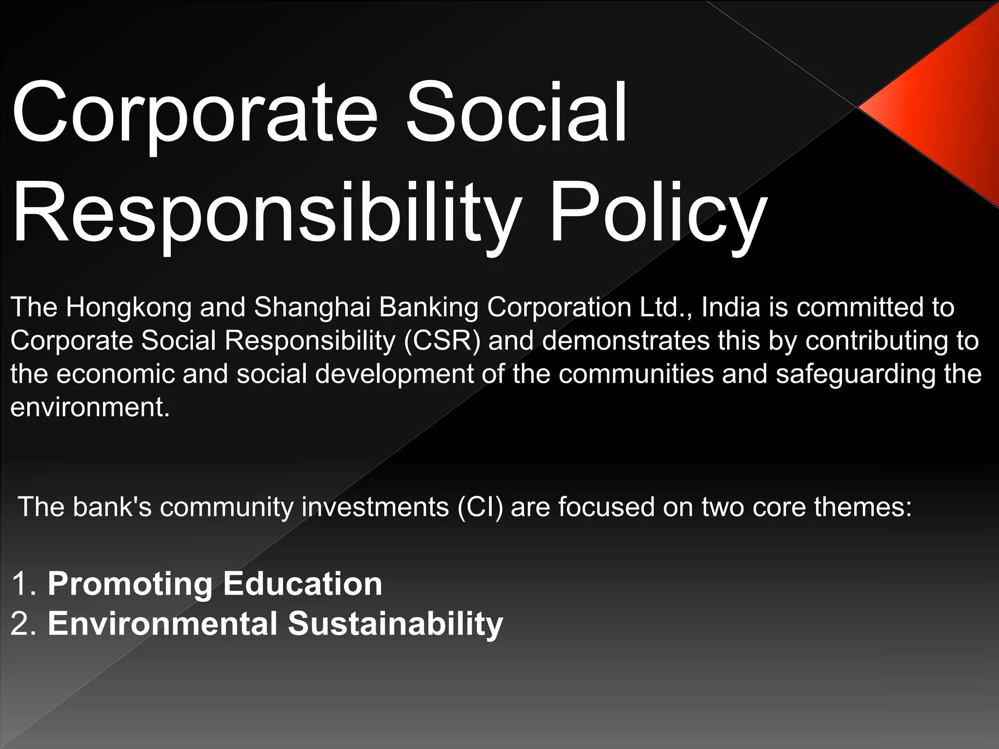 Hsbc bank CSR | PPTX