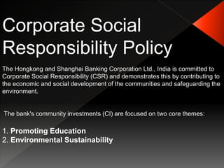 Hsbc bank CSR | PPTX