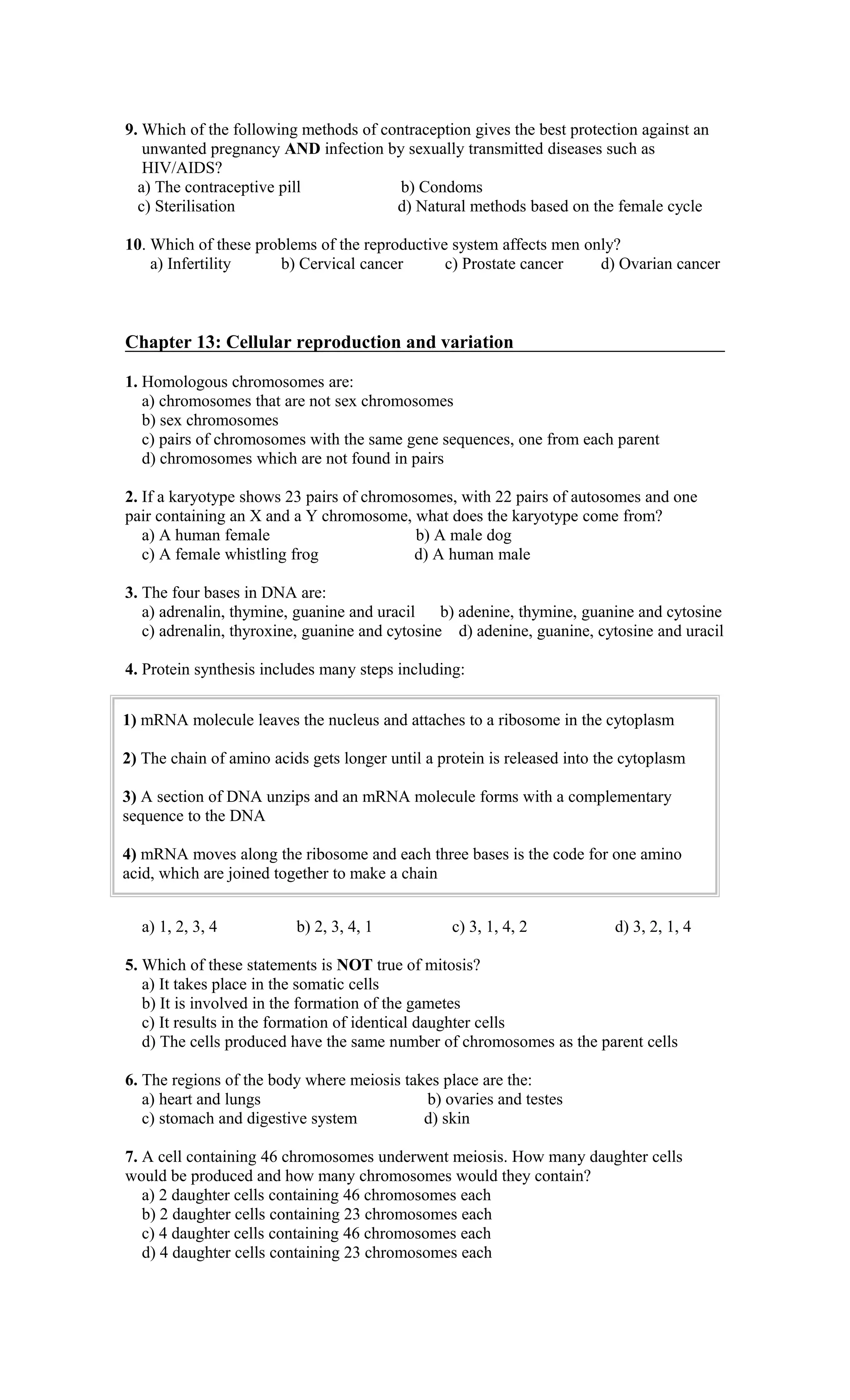 HSB Multiplechoice Questions (CSEC 2016) | DOC