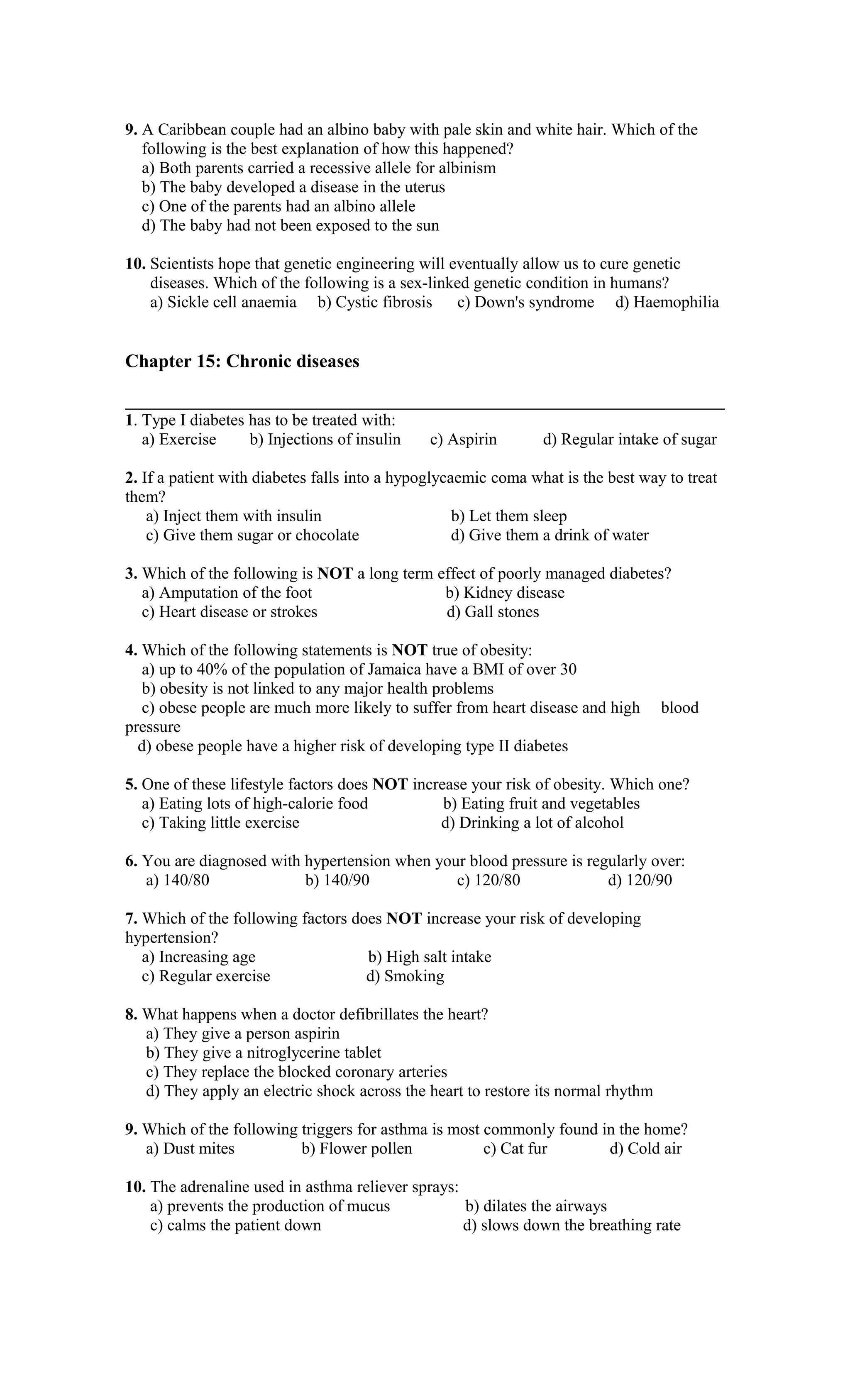 HSB Multiplechoice Questions (CSEC 2016) | DOC