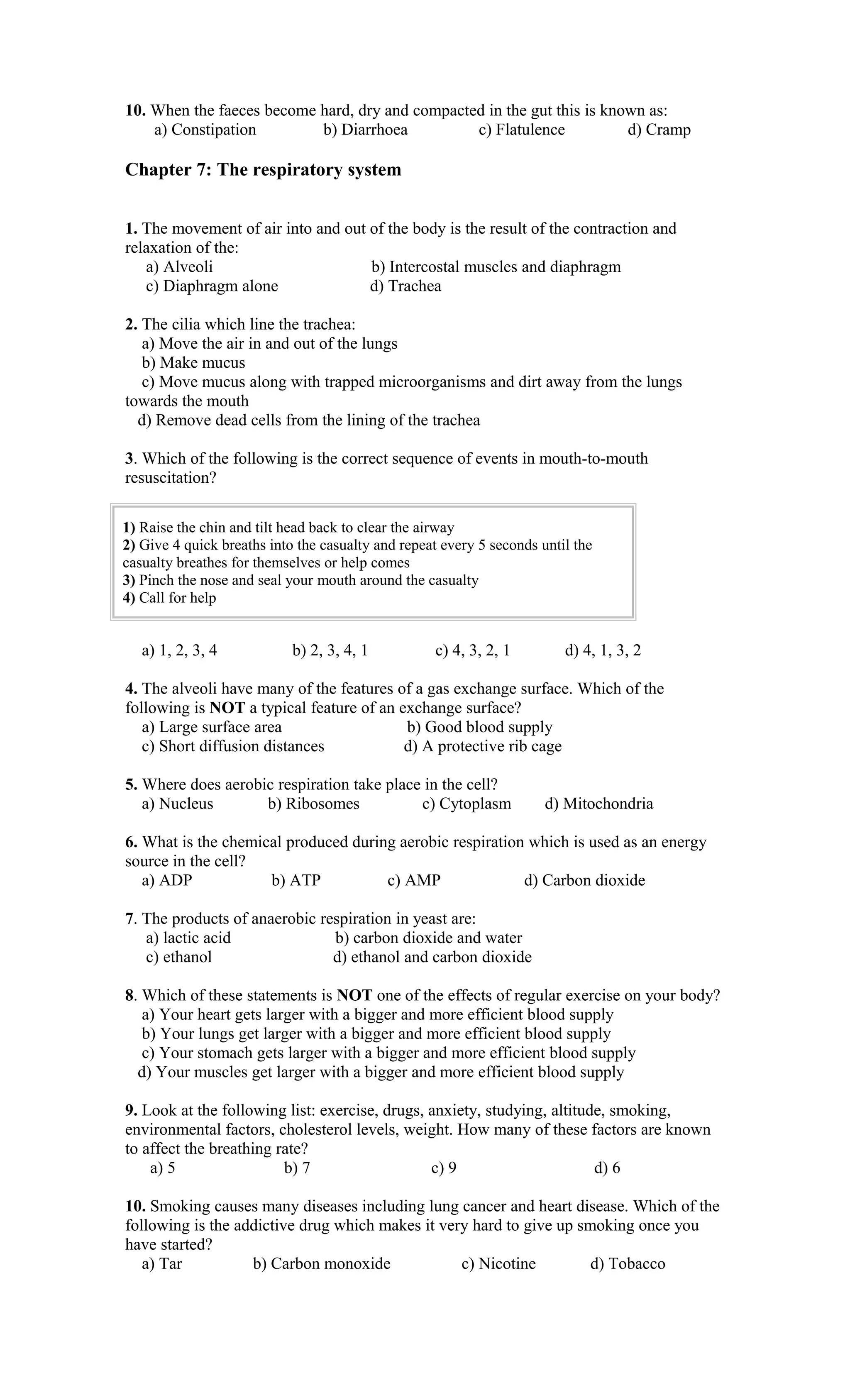 HSB Multiplechoice Questions (CSEC 2016) | DOC