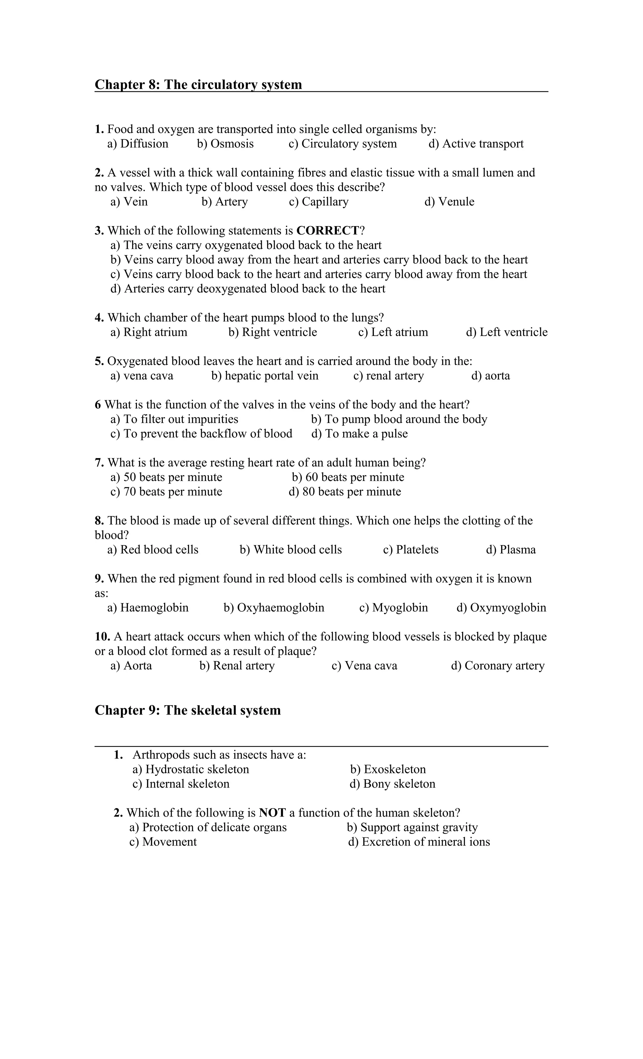 HSB Multiplechoice Questions (CSEC 2016) | DOC