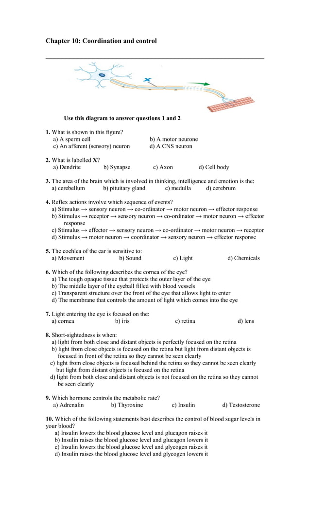 HSB Multiplechoice Questions (CSEC 2016) | DOC | Biological Sciences | Science