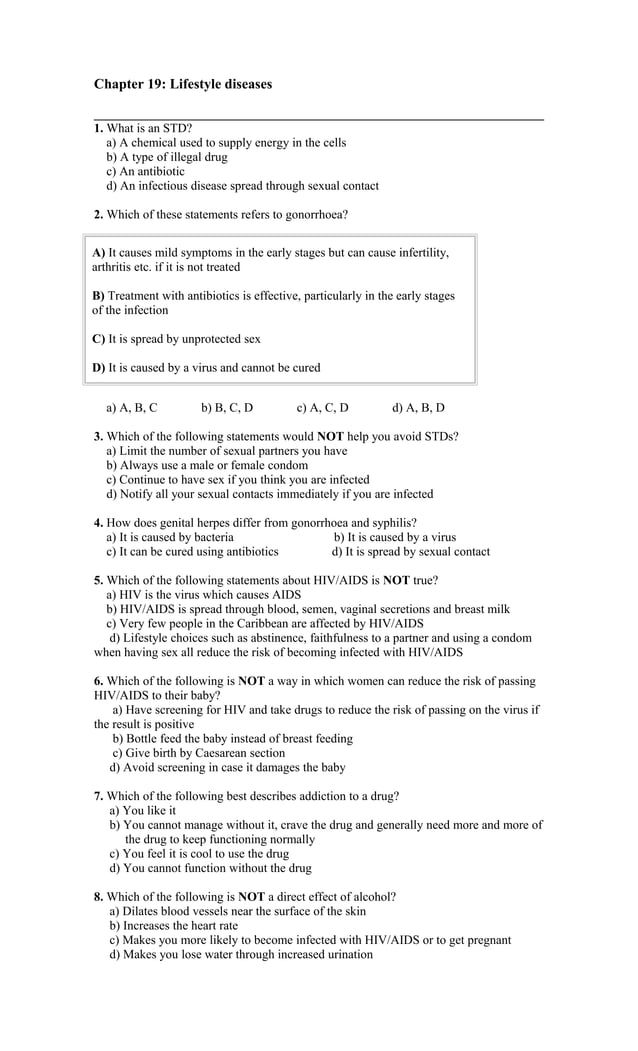HSB Multiplechoice Questions (CSEC 2016) | DOC | Biological Sciences | Science