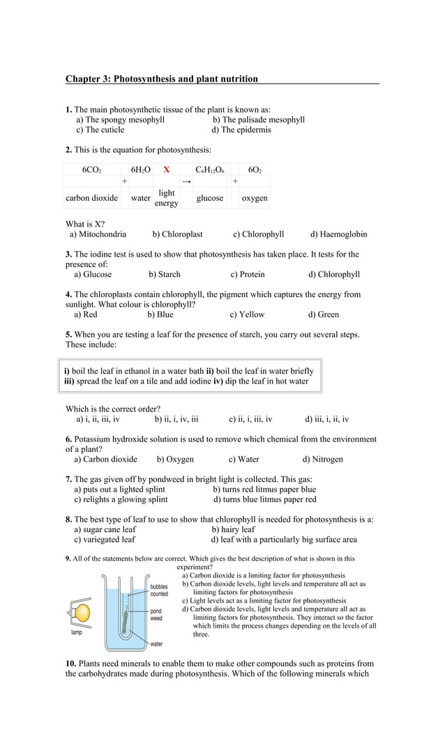 HSB Multiplechoice Questions (CSEC 2016) | DOC | Biological Sciences ...