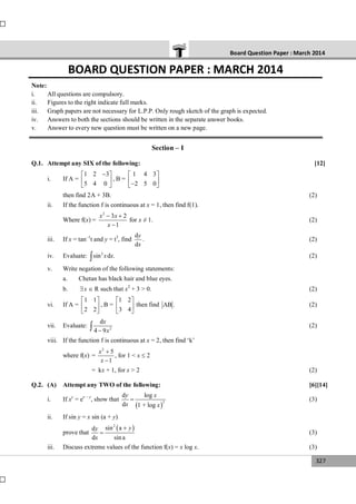 Hsc commerce-2014-march-maths1 | PDF