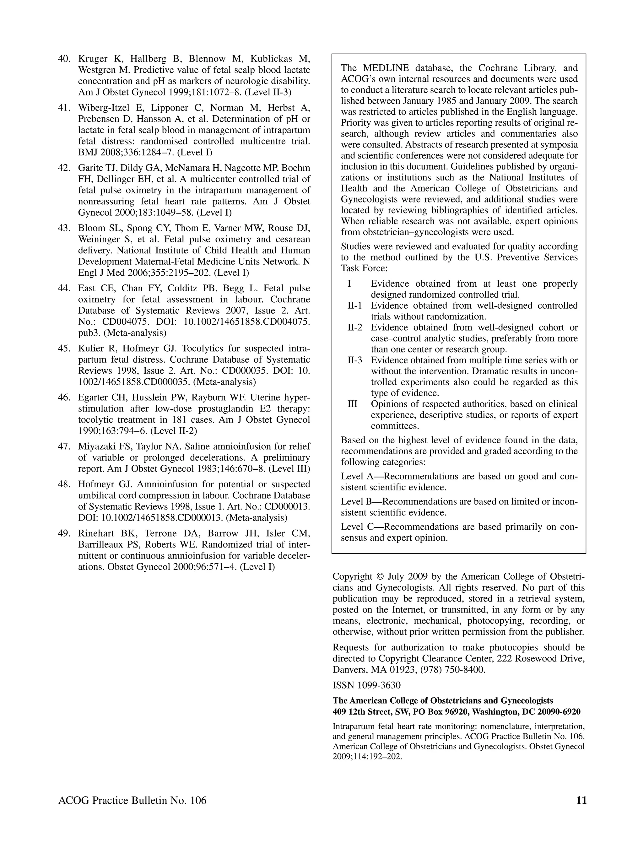 CTG CĂN BẢN TRONG THỰC HÀNH SẢN KHOA ACOG 2009 | PDF