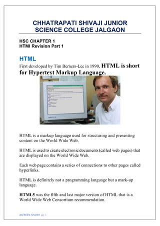 HSC INFORMATION TECHNOLOGY CHAPTER 1 ADVANCED WEB DESIGNING PART I.pdf | Web Design and HTML ...