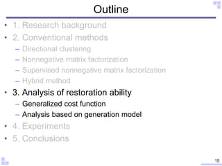 Divergence optimization in nonnegative matrix factorization with spectrogram restoration for ...