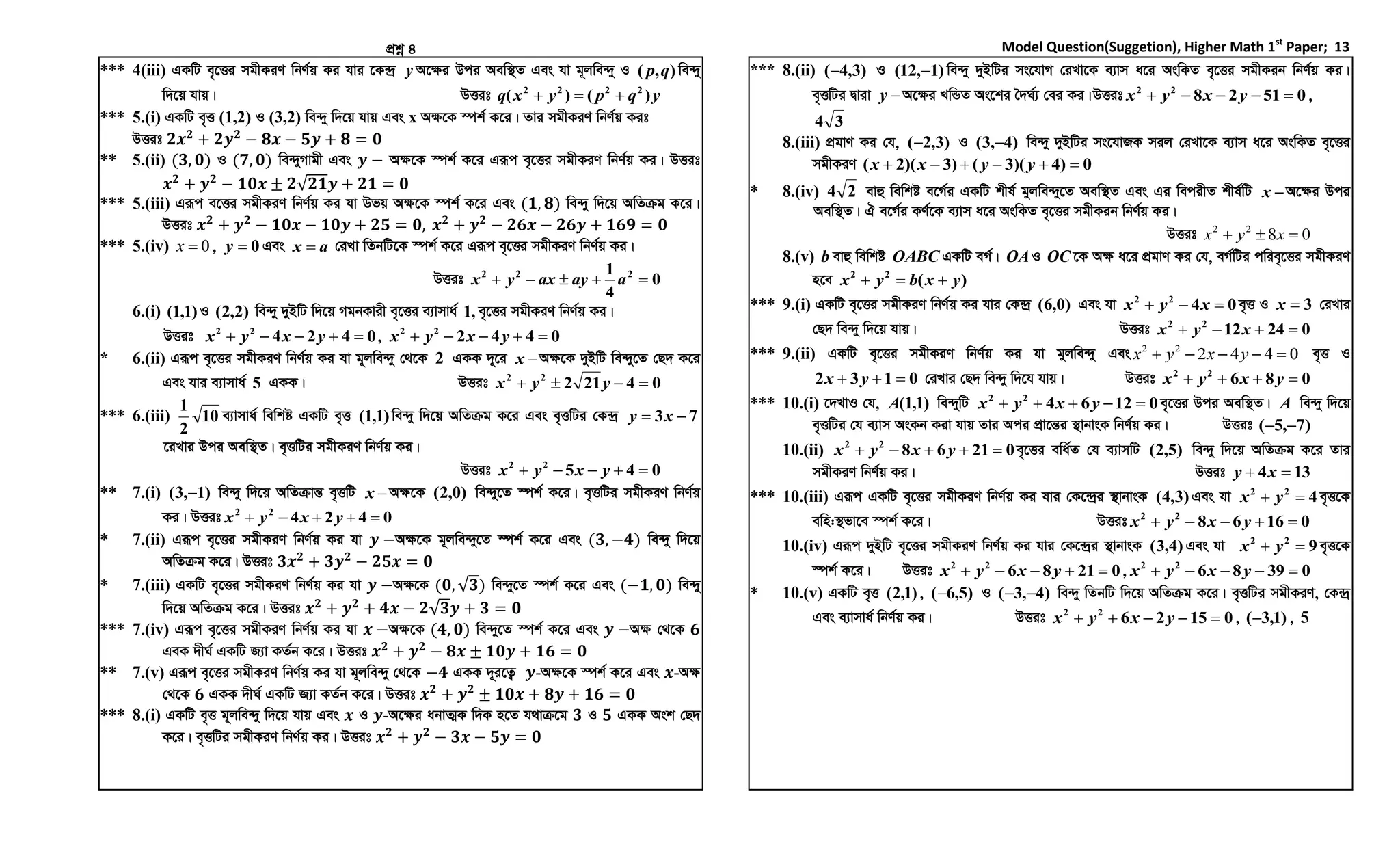 Hsc model questions (suggetion) higher math 1st paper | PPT