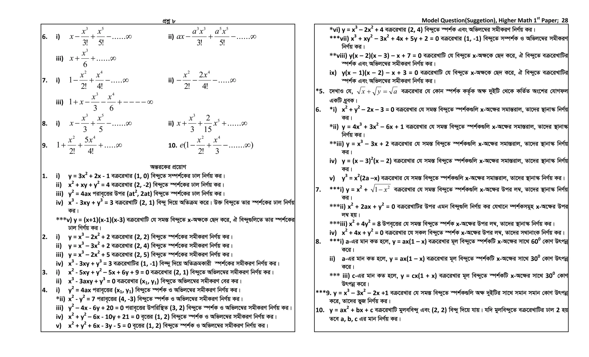 Hsc model questions (suggetion) higher math 1st paper | PPT