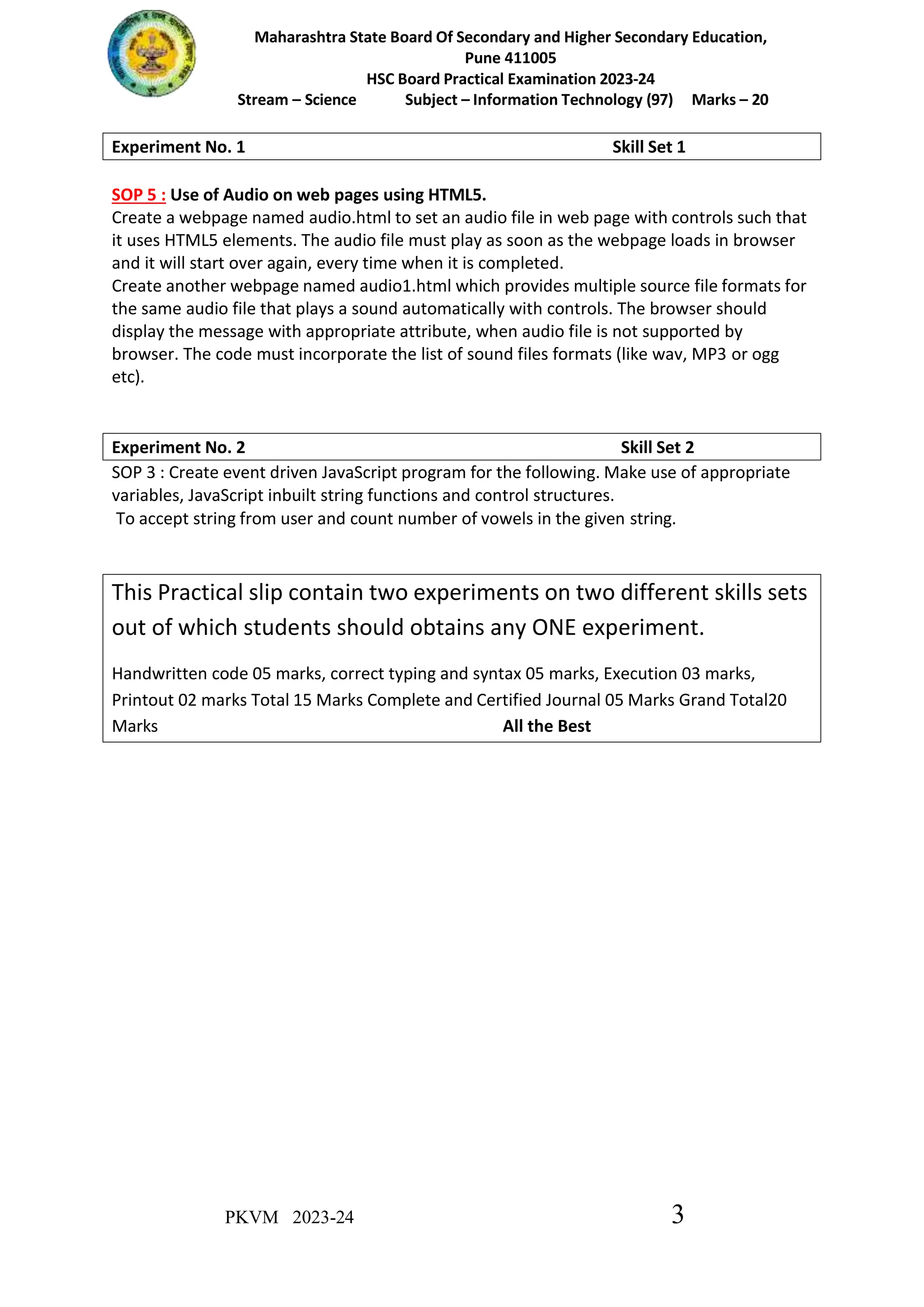 hsc prac slip 2024.docx 12th Practical Slip | DOCX