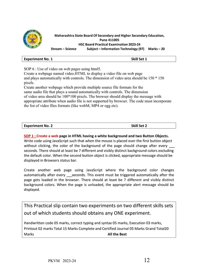 hsc prac slip 2024.docx 12th Practical Slip | DOCX | Web Design and HTML | Internet