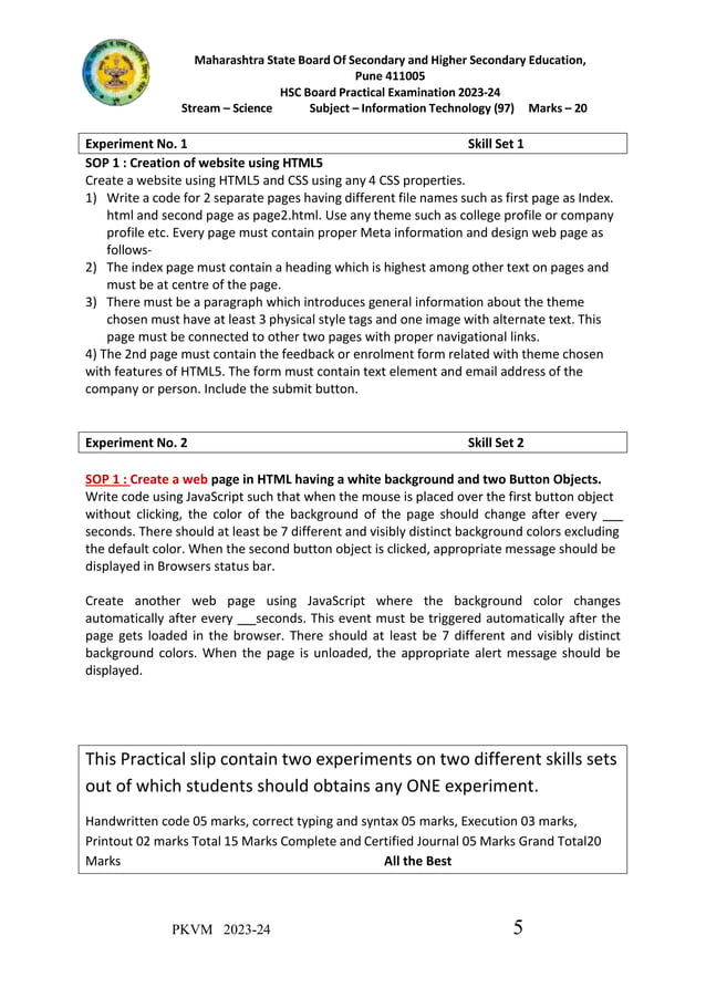 hsc prac slip 2024.docx 12th Practical Slip | DOCX | Web Design and ...