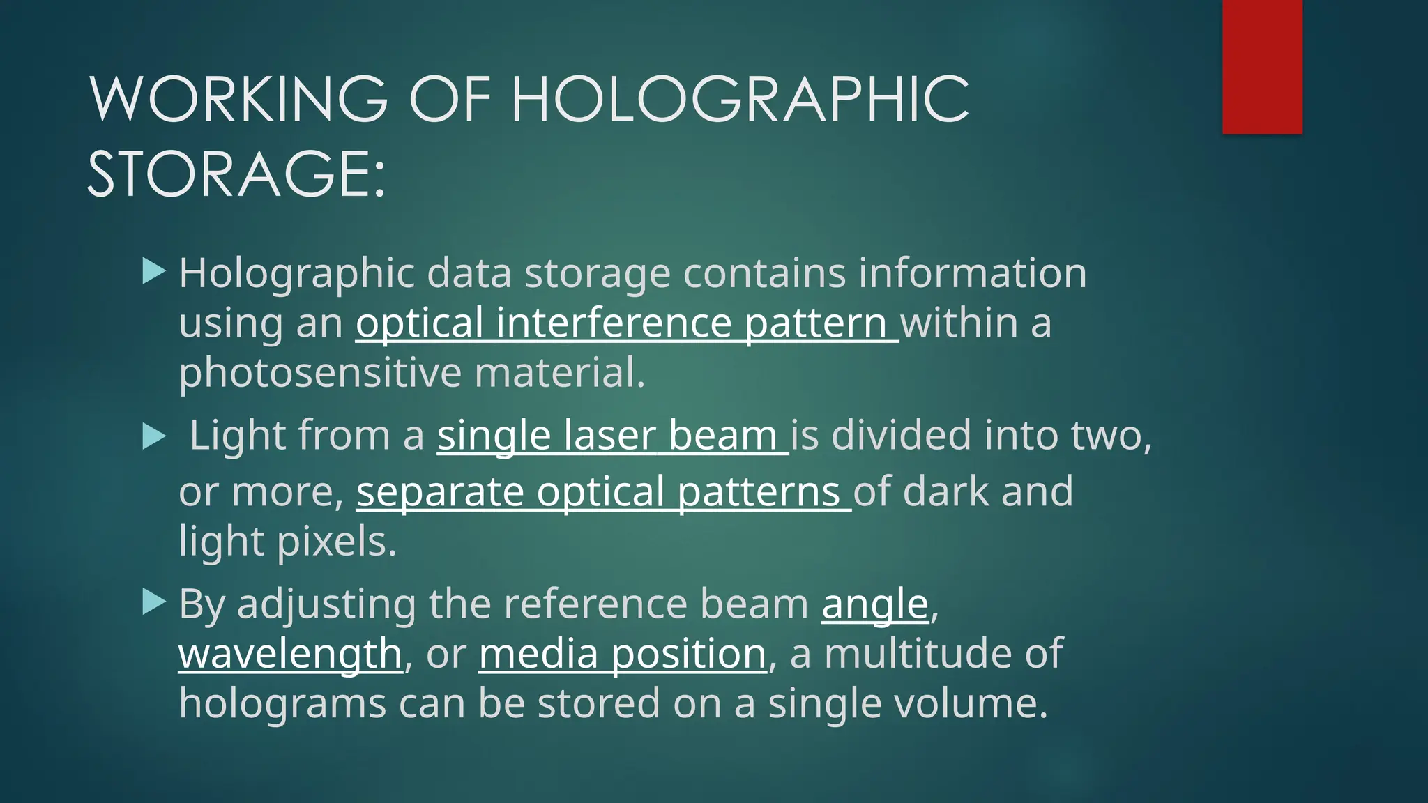 holographic data storage power point presentation firs year engineering ...