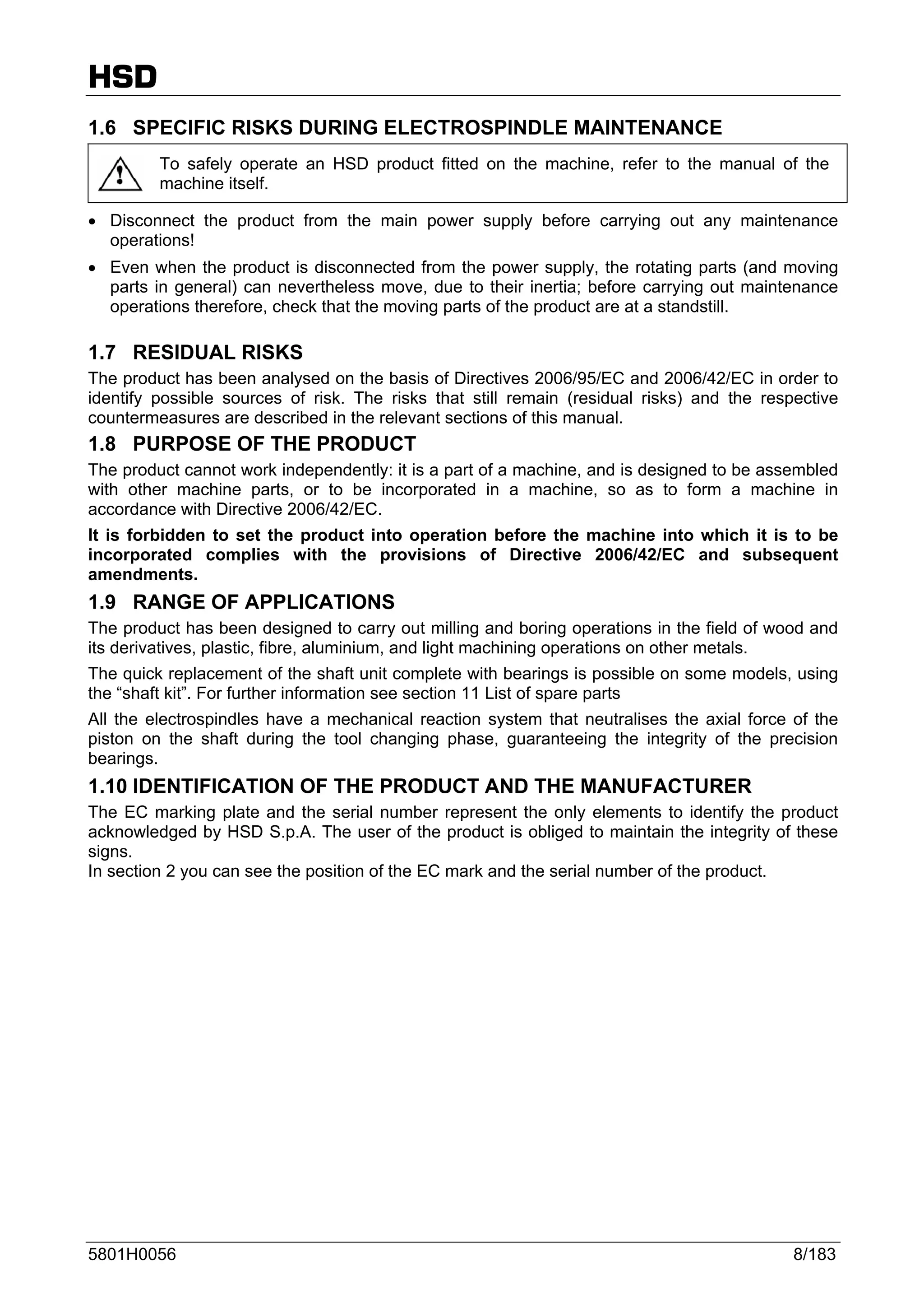 Hsd spindle-manual es929-es919-es915-english | PDF