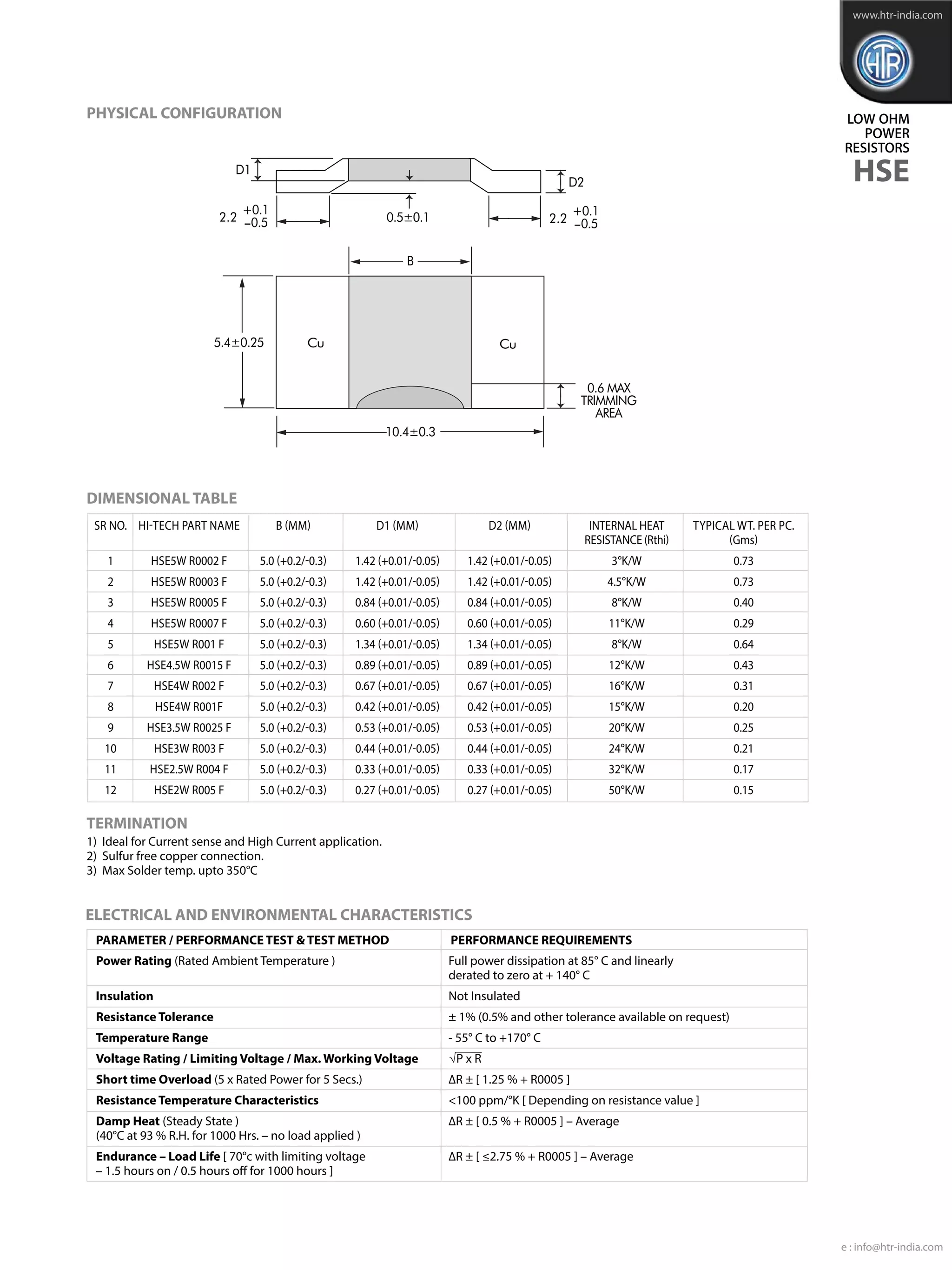 HTR India - Products - Current Sense Resistors - Electron Beam Welded ...