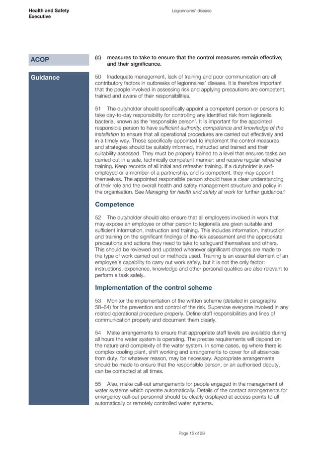Hse acop-l8-legionnaires-disease-the control-of-legionella-in-water ...