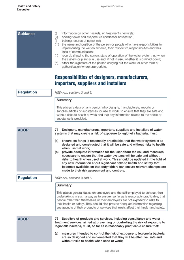 Hse acop-l8-legionnaires-disease-the control-of-legionella-in-water ...