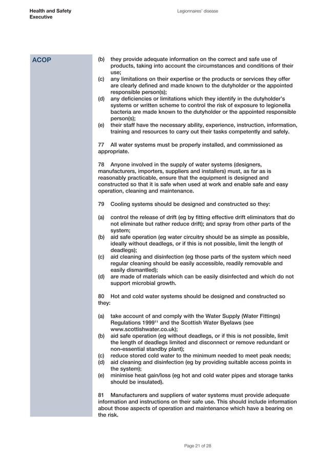 Hse acop-l8-legionnaires-disease-the control-of-legionella-in-water ...