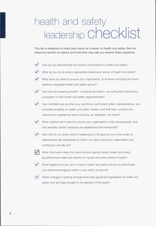 Leading health and safety at work - Leadership action | PDF
