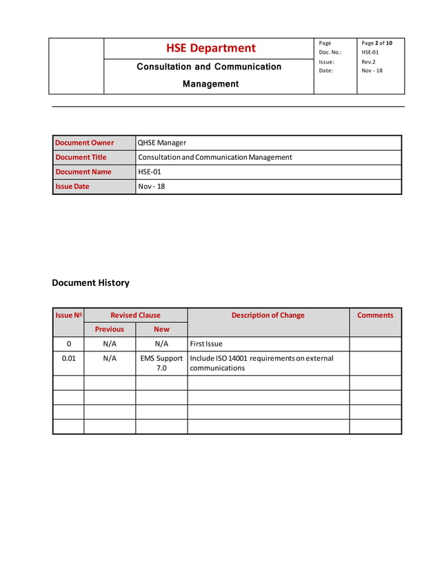 HSE CONSULTATION AND COMMUNICATION MANAGEMENT PROCEDURE | DOCX