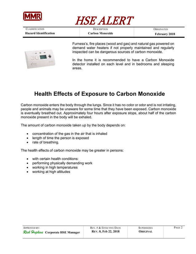 HSE Alert carbon monoxide | PDF