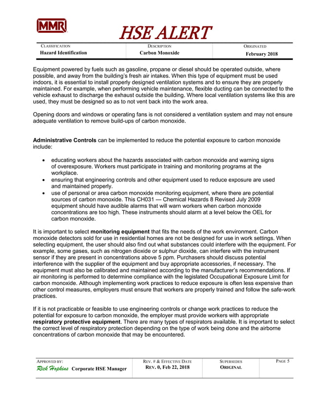 HSE Alert carbon monoxide | PDF
