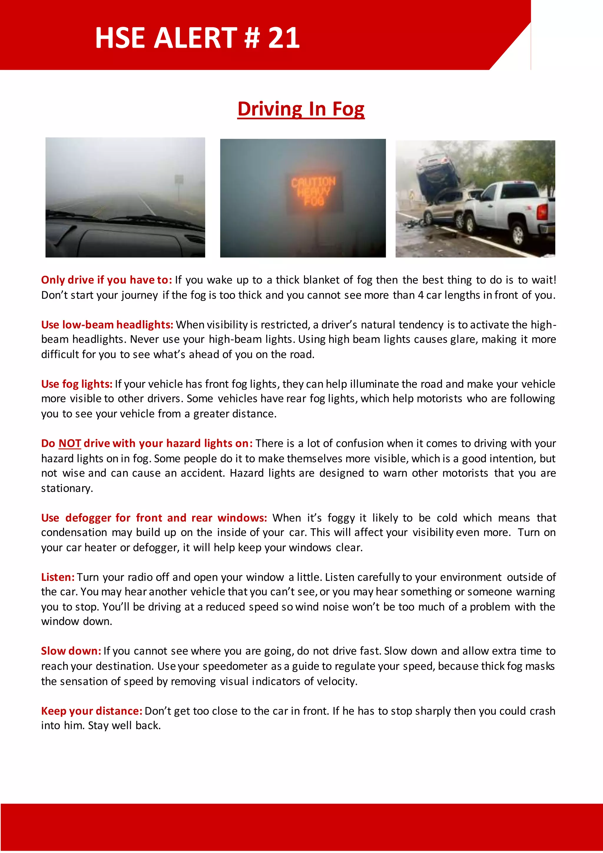 Hse alert 21 2017 driving in fog | DOCX