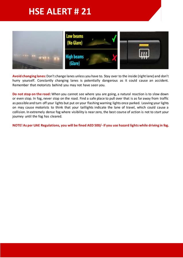 Hse alert 21 2017 driving in fog | DOCX | Weather | Science