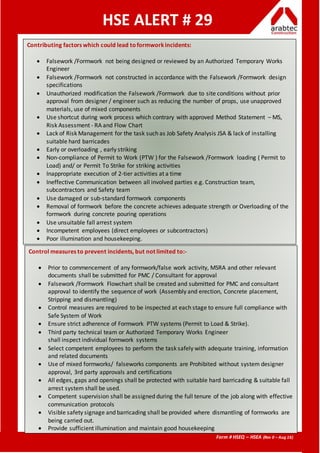 Hse alert 29 2018 formwork | DOCX