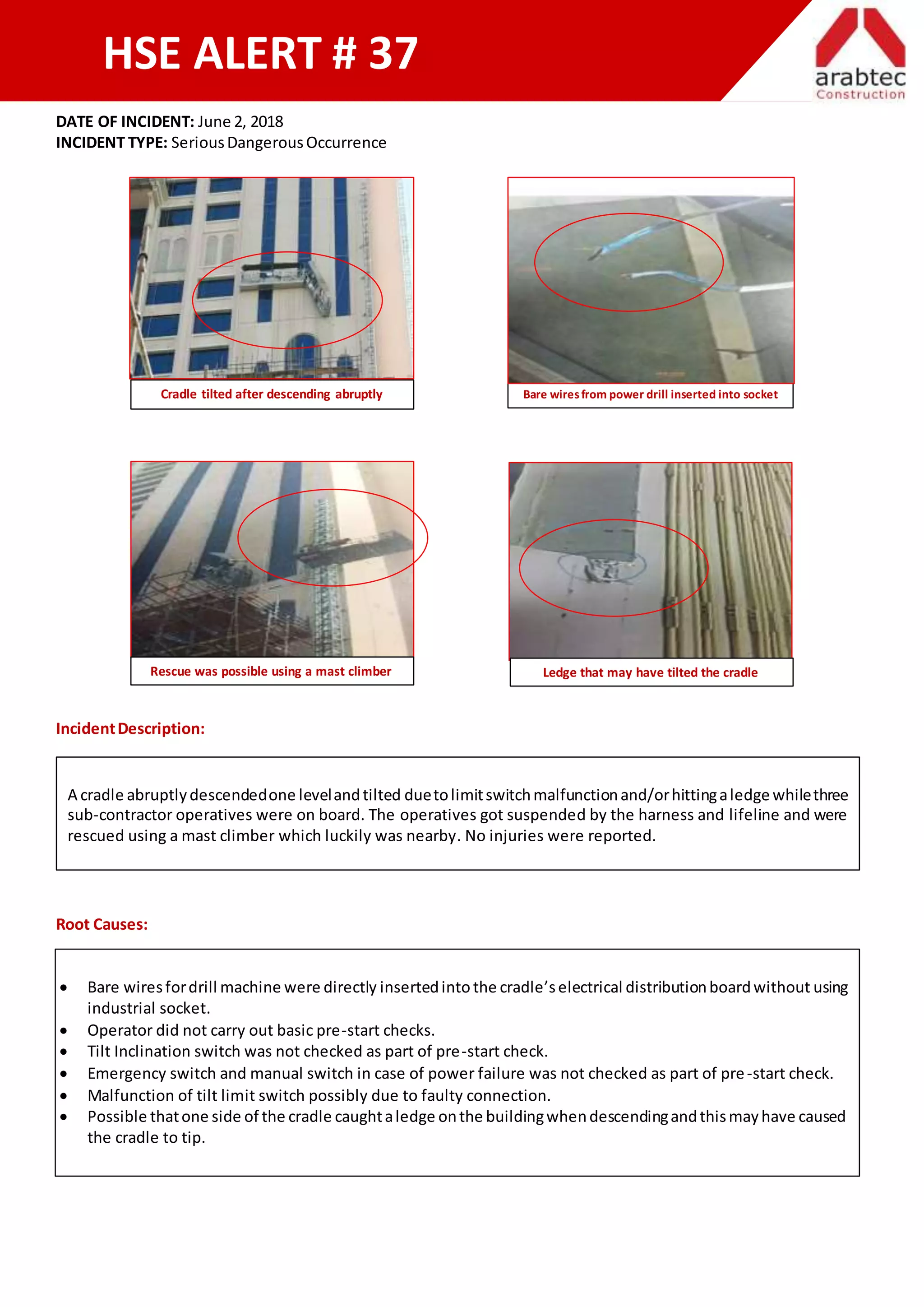 Hse alert 37 2018 cradle incident auh | PDF