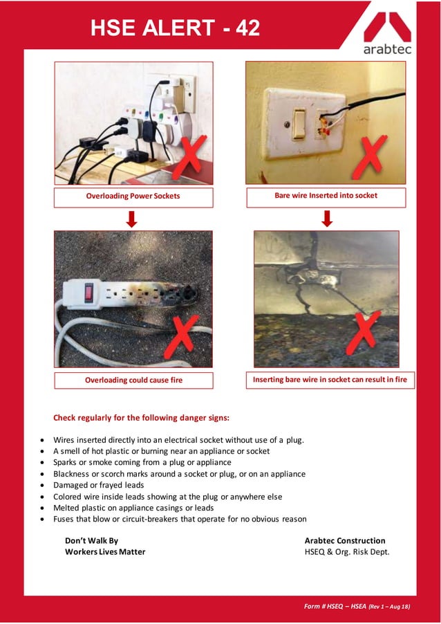 Hse alert 42 2018 unsafe use of electrical sockets | DOCX | Gas and ...